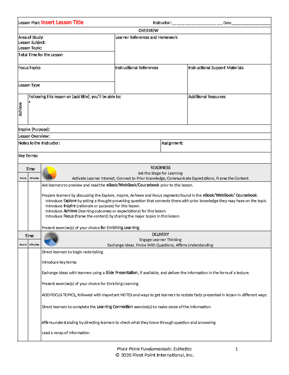 100E Theory Lesson Plan Template - Lesson Plan: Insert Lesson Title ...