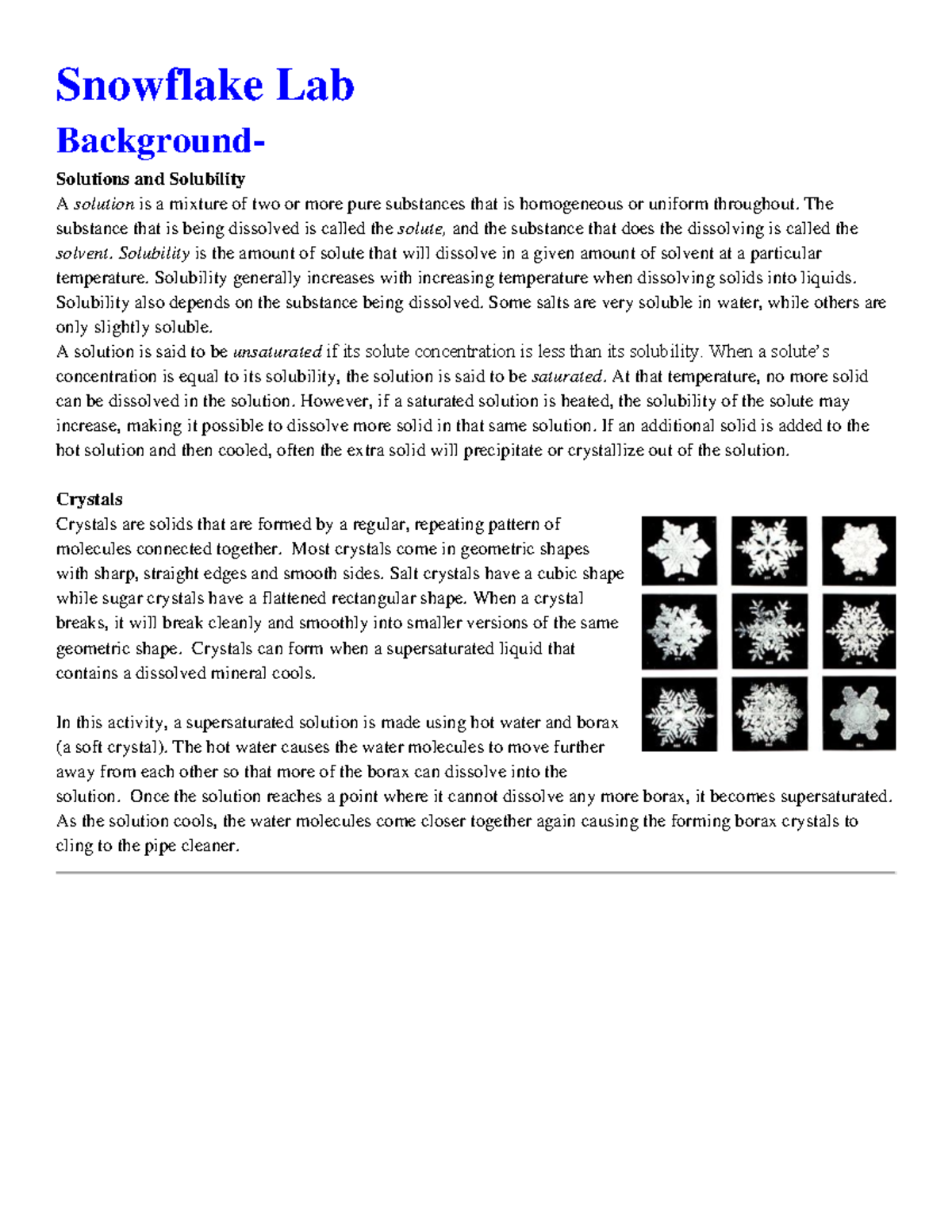 Joshua Zeigler-Amon - Snowflake lab - Snowflake Lab Background ...