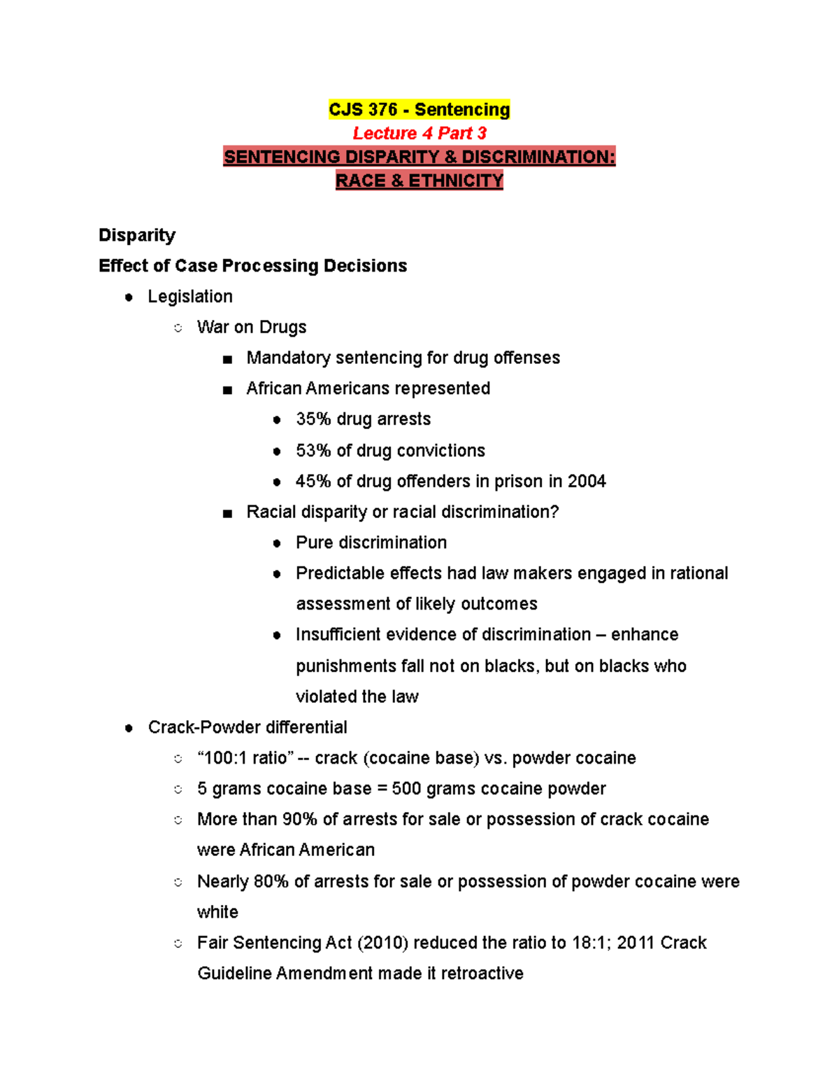 Cjs 376 Lecture 4 Part 3 Spring 2021 Cjs 376 Sentencing Lecture 4 Part 3 Sentencing