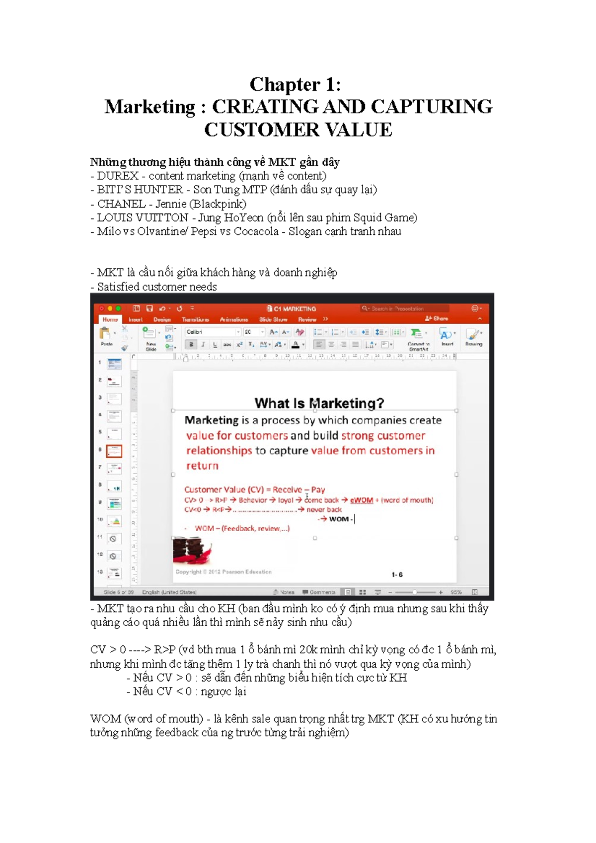 Ghi chú Marketing căn bản - Chương 1 - Chapter 1: Marketing : CREATING AND CAPTURING CUSTOMER ...