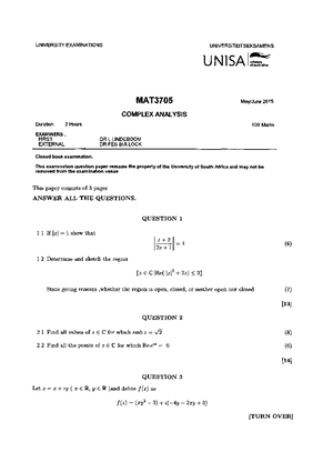Exam Practice Question Papers Complex Analysis - ComplexVariables ...