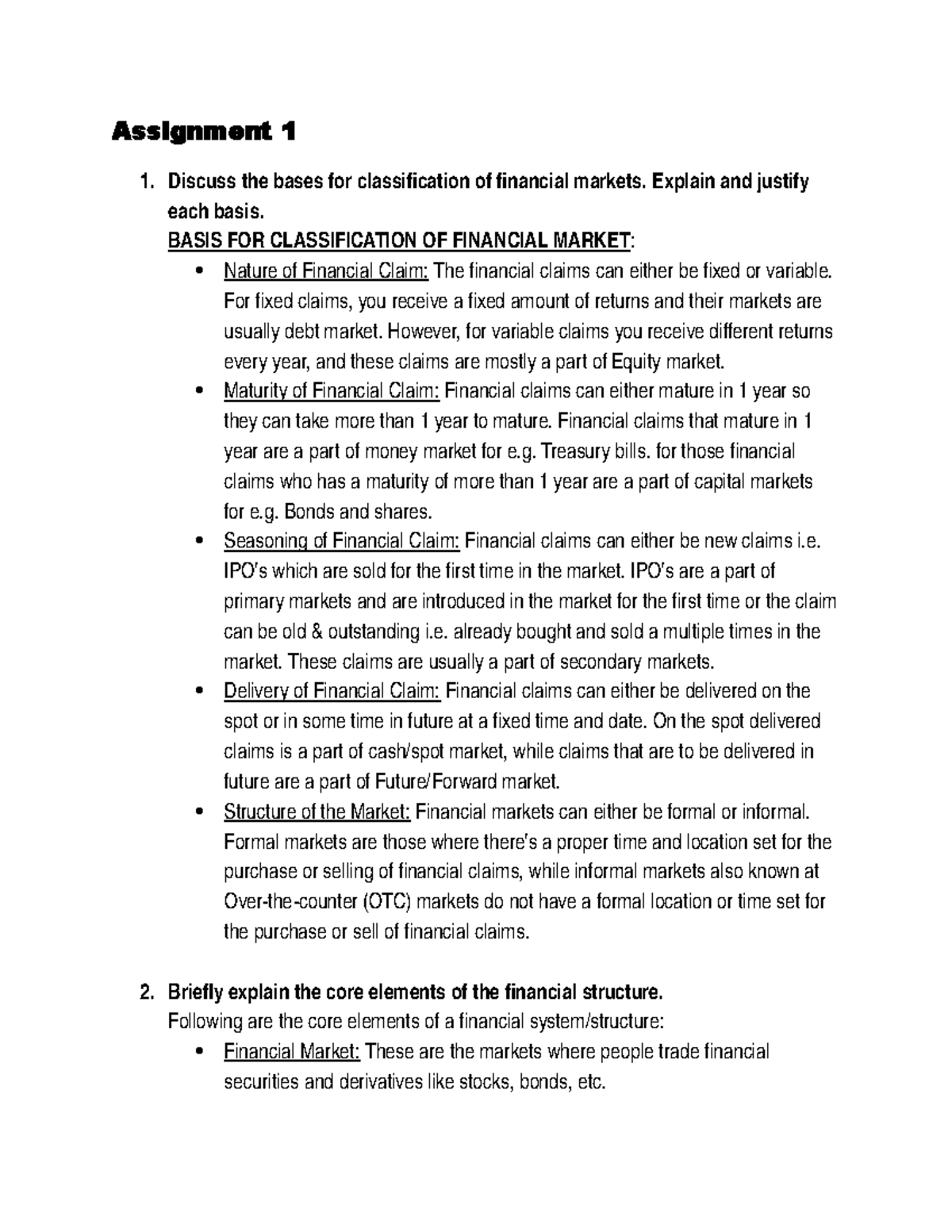 FI - Definition of basic FI functions and components - Assignment 1 1 ...