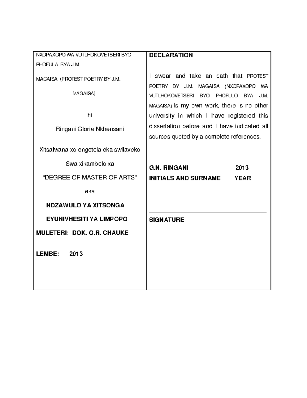 Ringani gn 2014 vutlhokovetseri - NXOPAXOPO WA VUTLHOKOVETSERI BYO ...