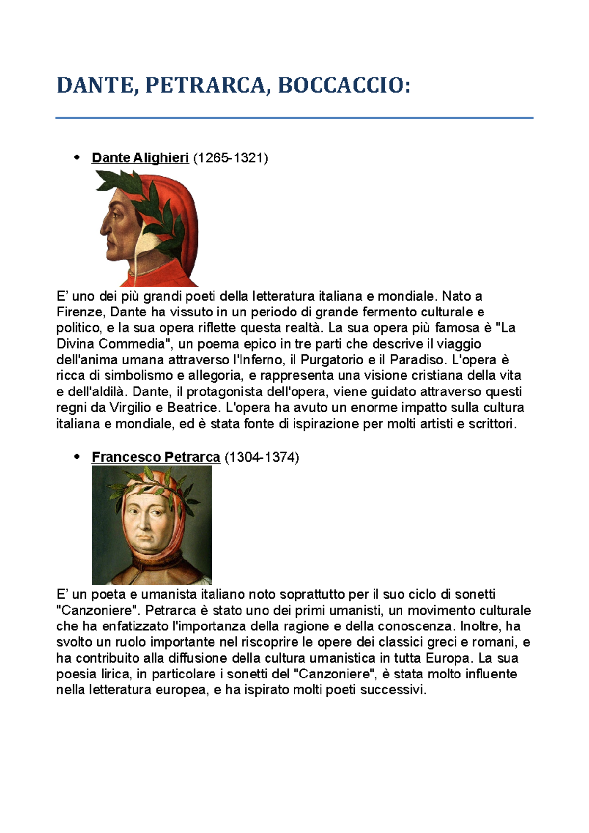 Dante, Petrarca E Boccaccio - DANTE, PETRARCA, BOCCACCIO: Dante ...