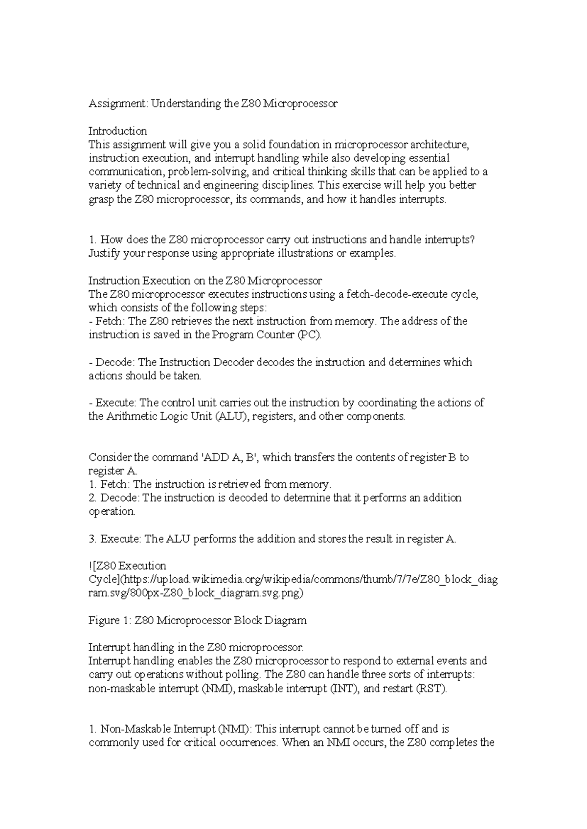 Assignment.docx Unit6 - Assignment: Understanding the Z80 Microprocessor Introduction This - Studocu