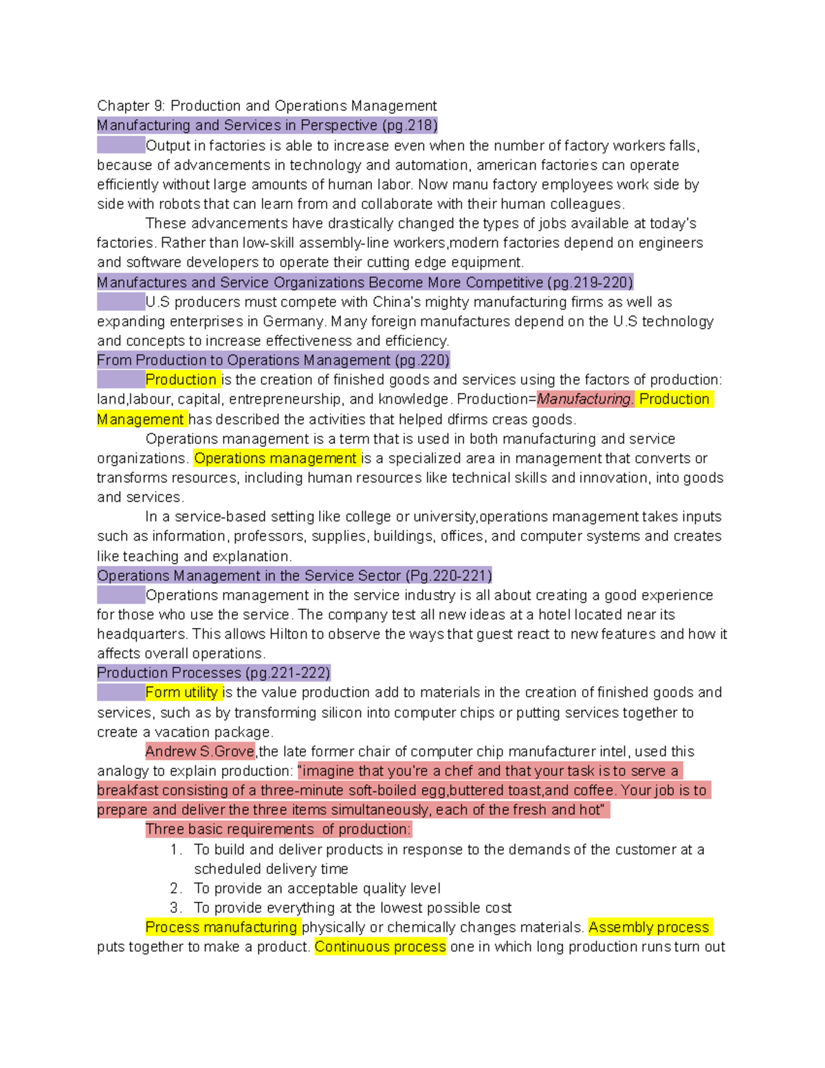 Chapter 9 Production and Operations Management - Chapter 9: Production ...