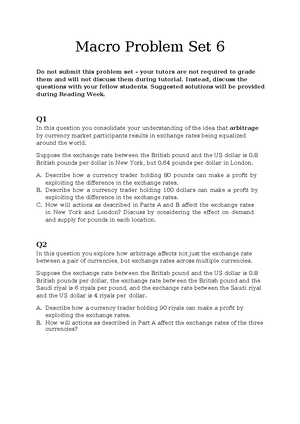 Pset5 - 1E April Macro Problem Set 5 (Week 13) Deadline: 11:59 p. two days before your tutorial ...