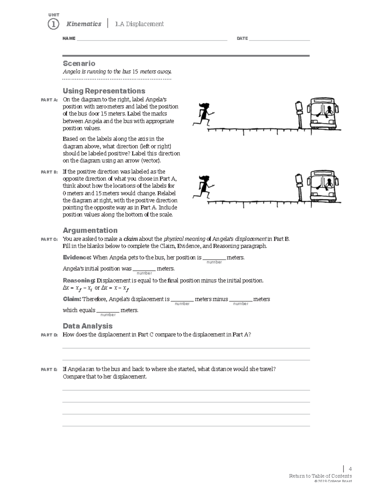 Kinematics 1 HW - | 4 1 Kinematics | 1 Displacement NAME DATE Scenario ...