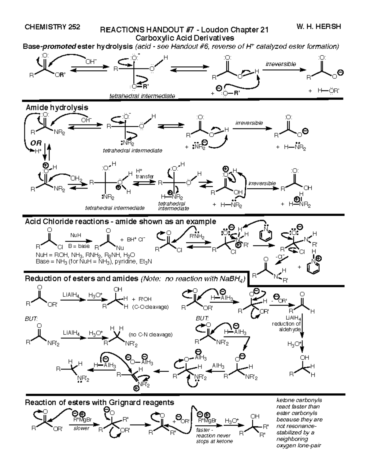 7 Loudon Chp 21 RCO2H deriv Reac Handout - CHEMISTRY 252 W. H. HERSH R ...