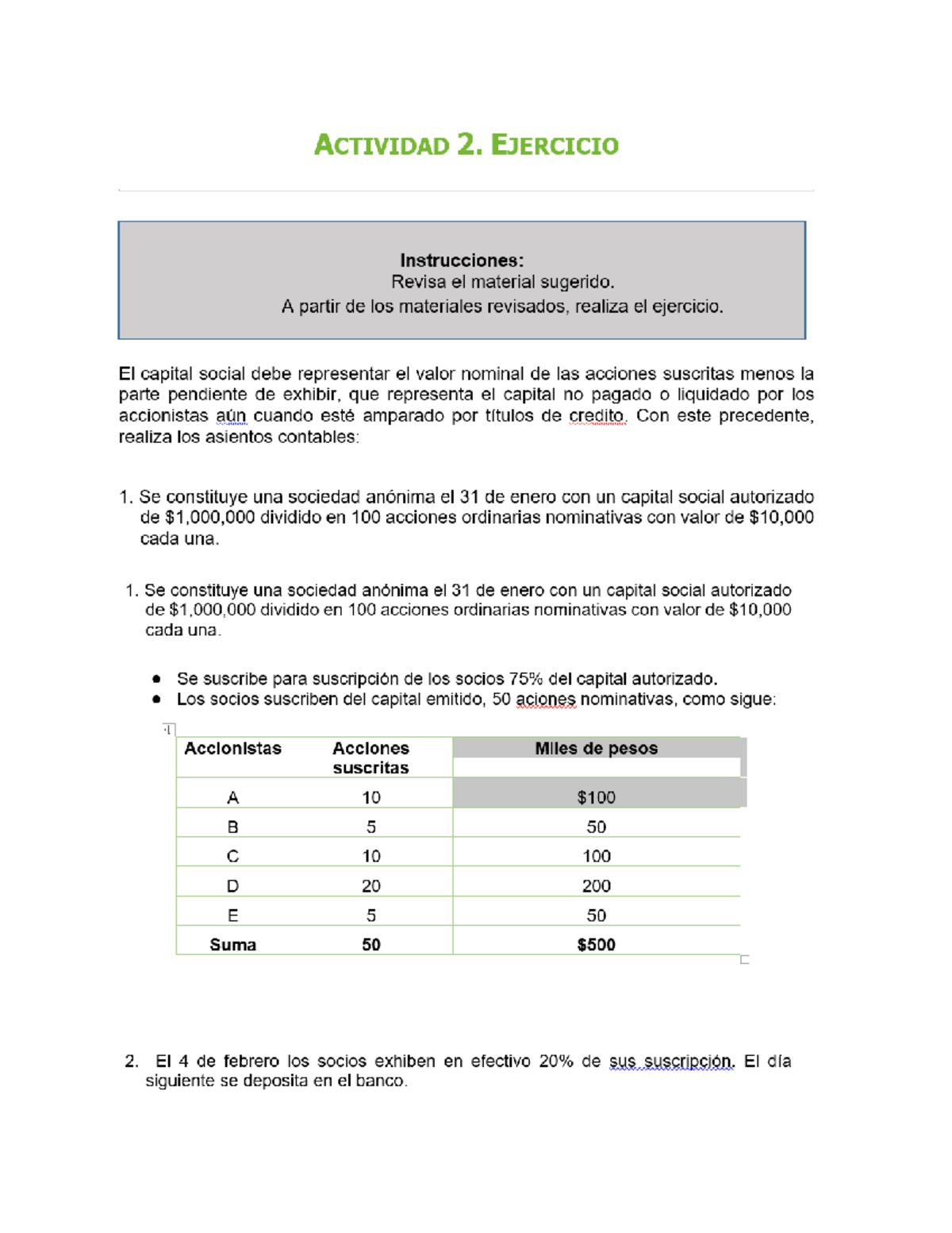 ACTIVIDAD 2. EJERCICIO - Taller de fortalecimiento al egreso - Studocu