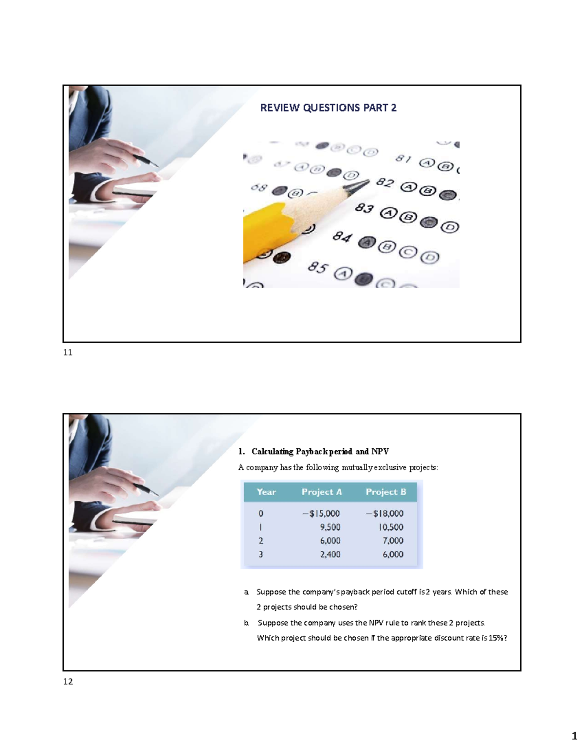 Practice session-Capital Budgeting - REVIEW QUESTIONS PART 2 ...