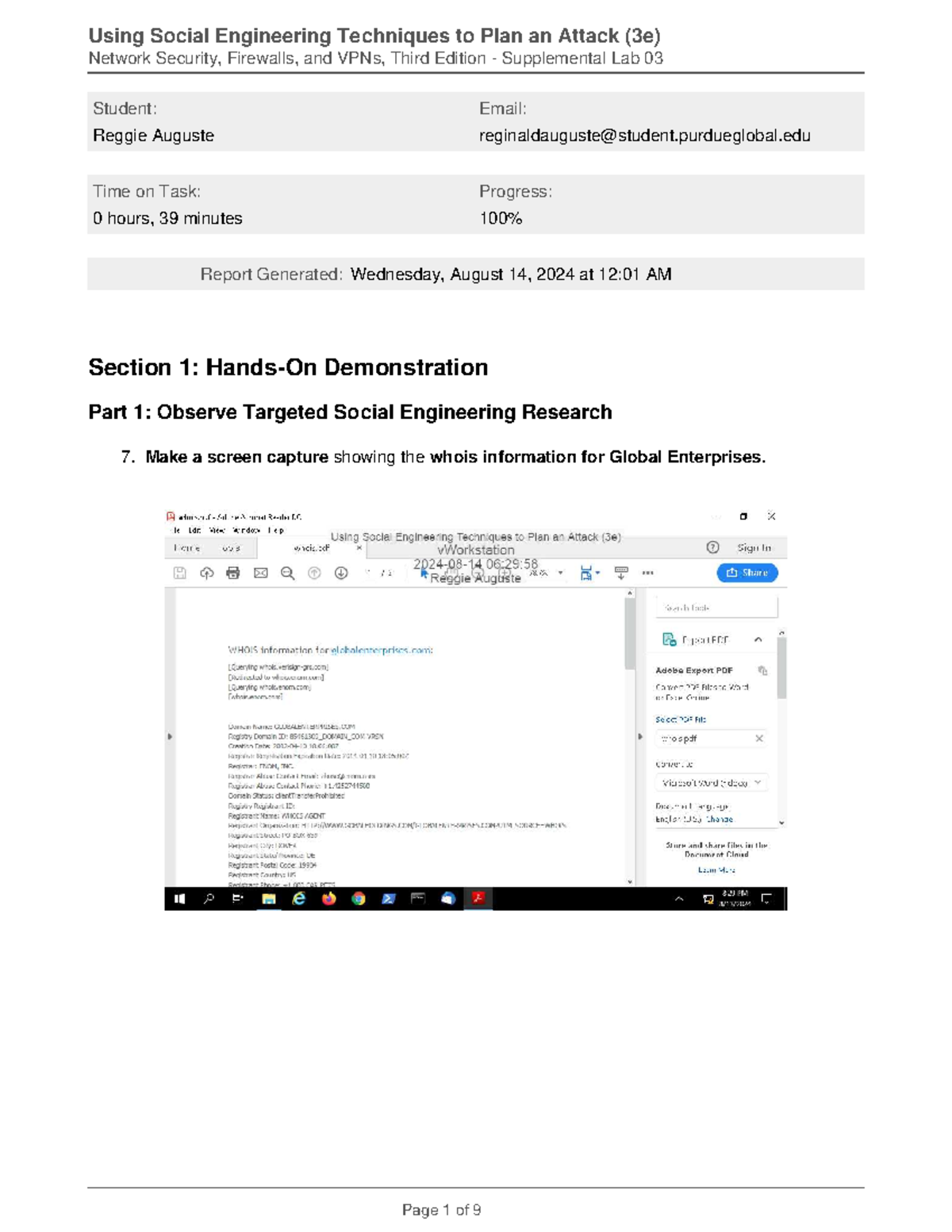 IT104 ­Reggie Unit6 Lab Assessment - Student: Email: Reggie Auguste ...