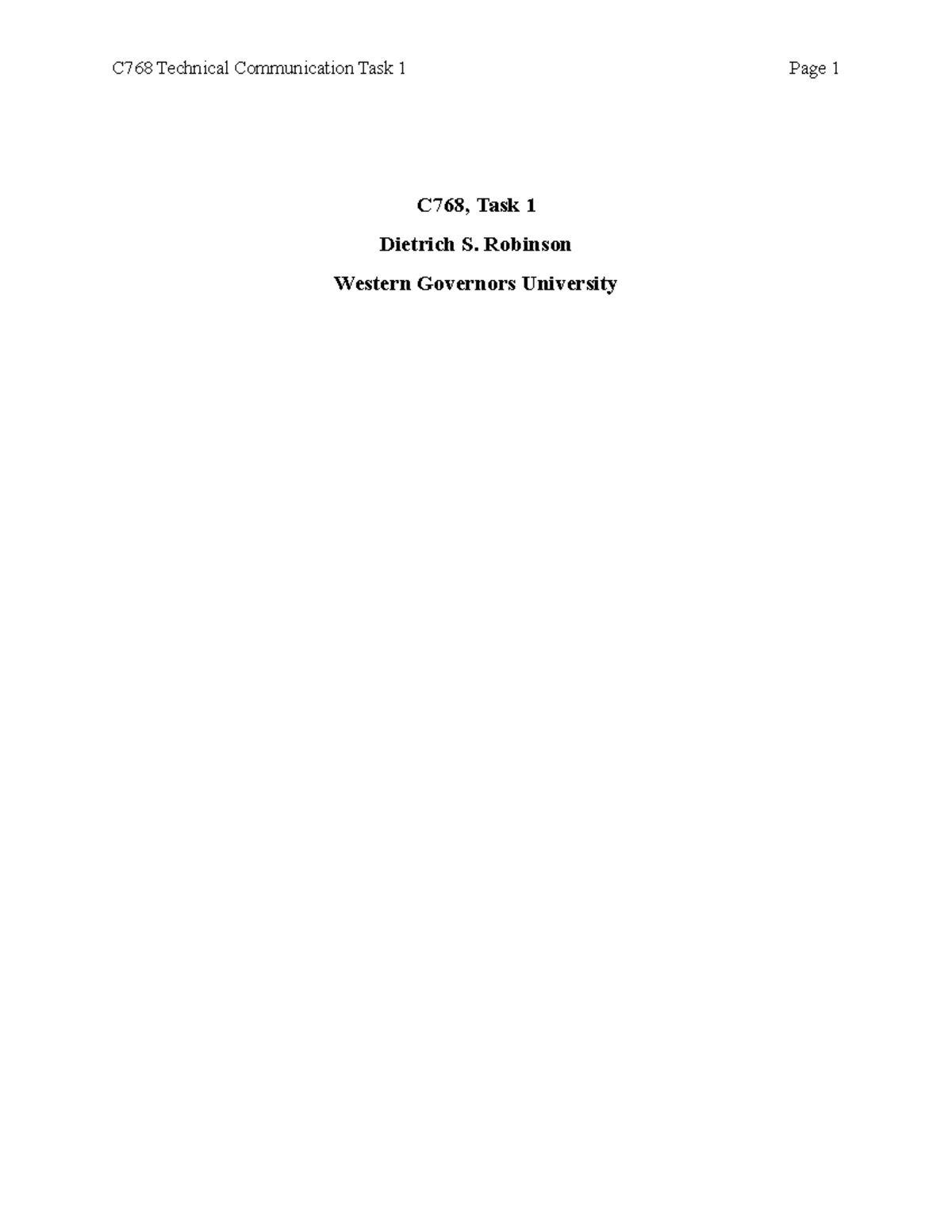 C768 Task 1.1 - Completed activities for task 1 passed - C768, Task 1 ...