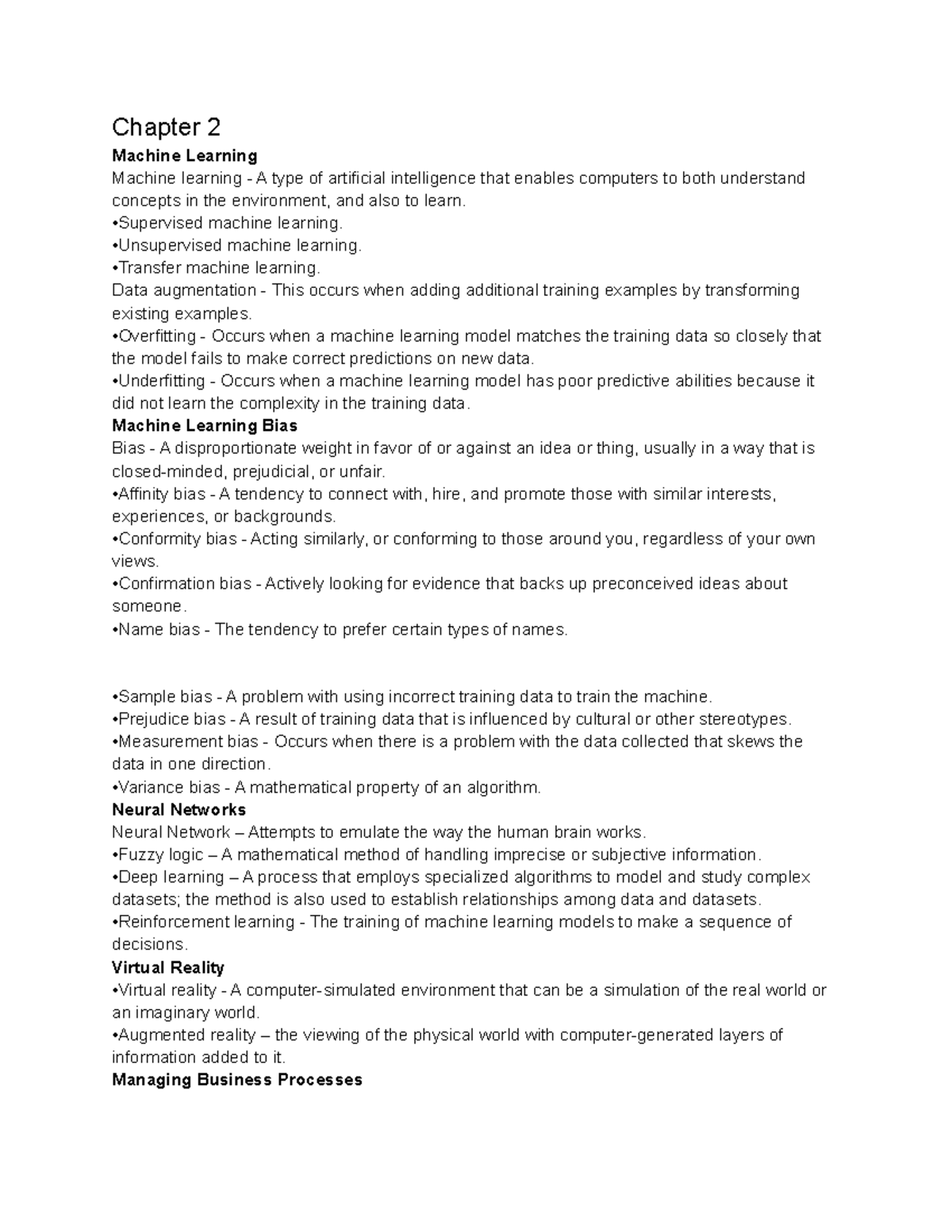 Chapter 2 - Chapter 2 Machine Learning Machine learning - A type of ...