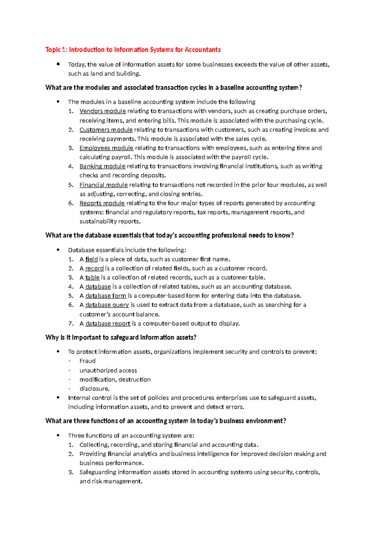 INFS3110 full notes - Topic 1: Introduction to Information Systems for ...