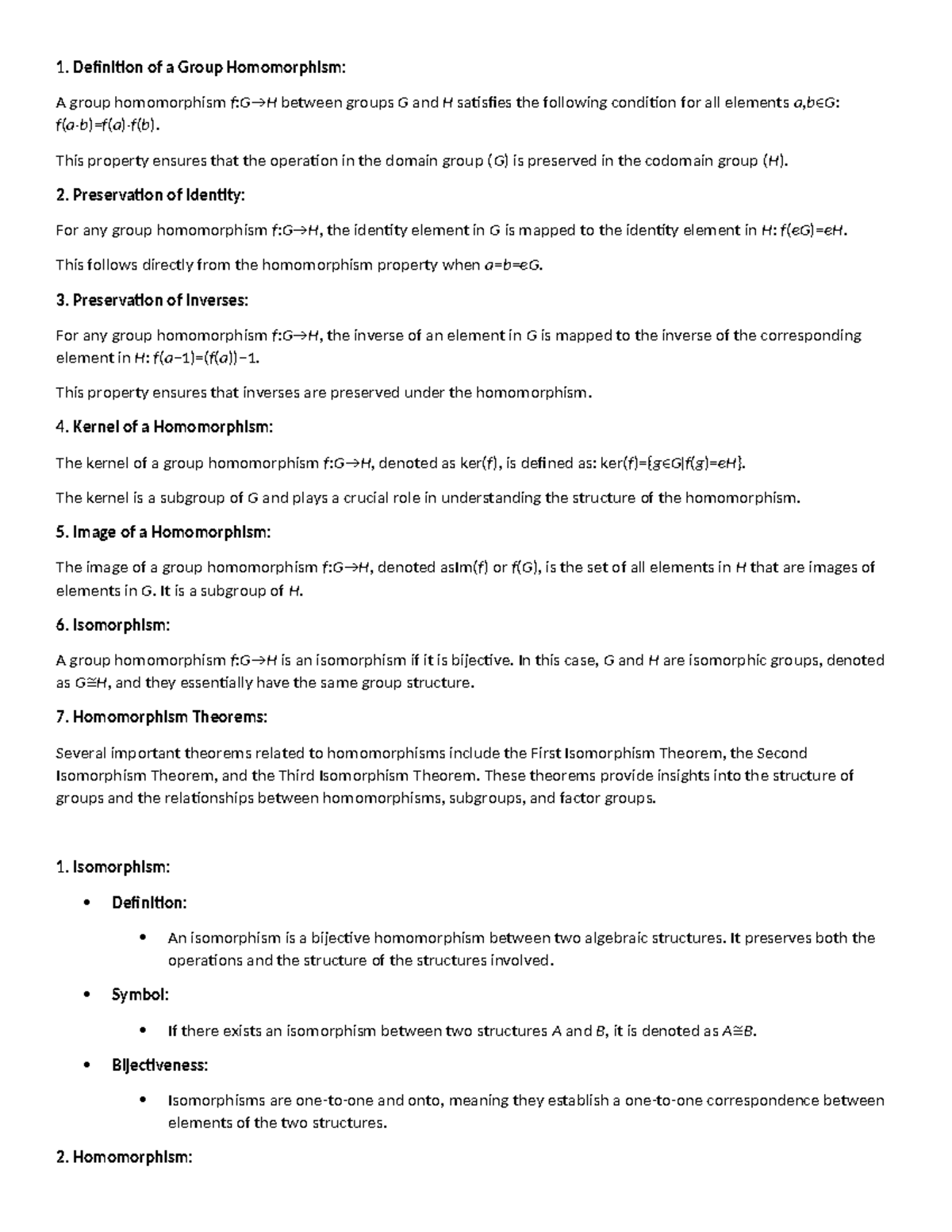 Report - Group Homomorphism - Definition of a Group Homomorphism: A ...