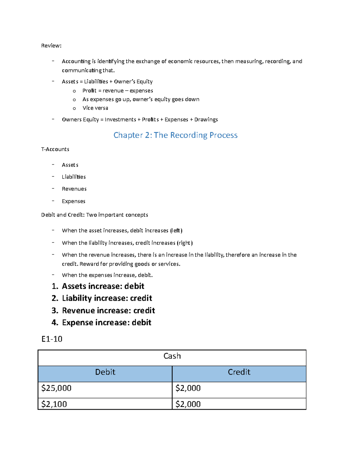 ACCT1001-The Recording Process - Review: - Accounting is identifying ...