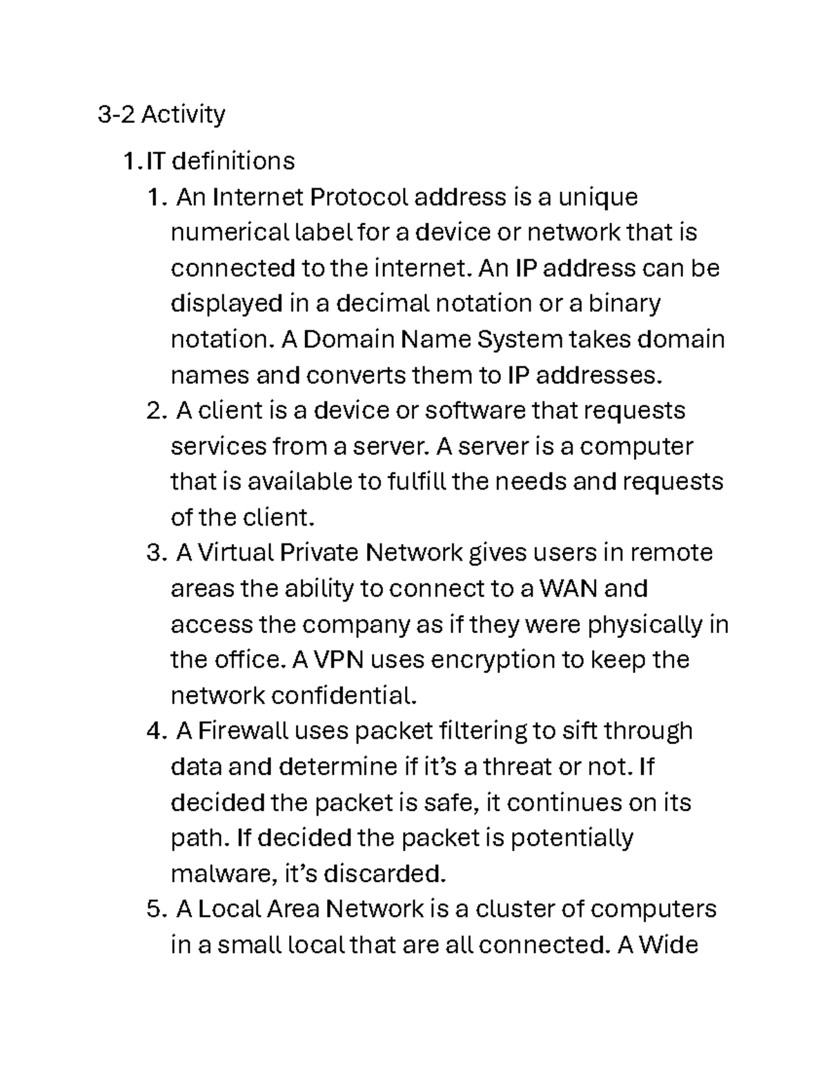 Module 3 definitions and model summary - 3 - 2 Activity 1. IT ...