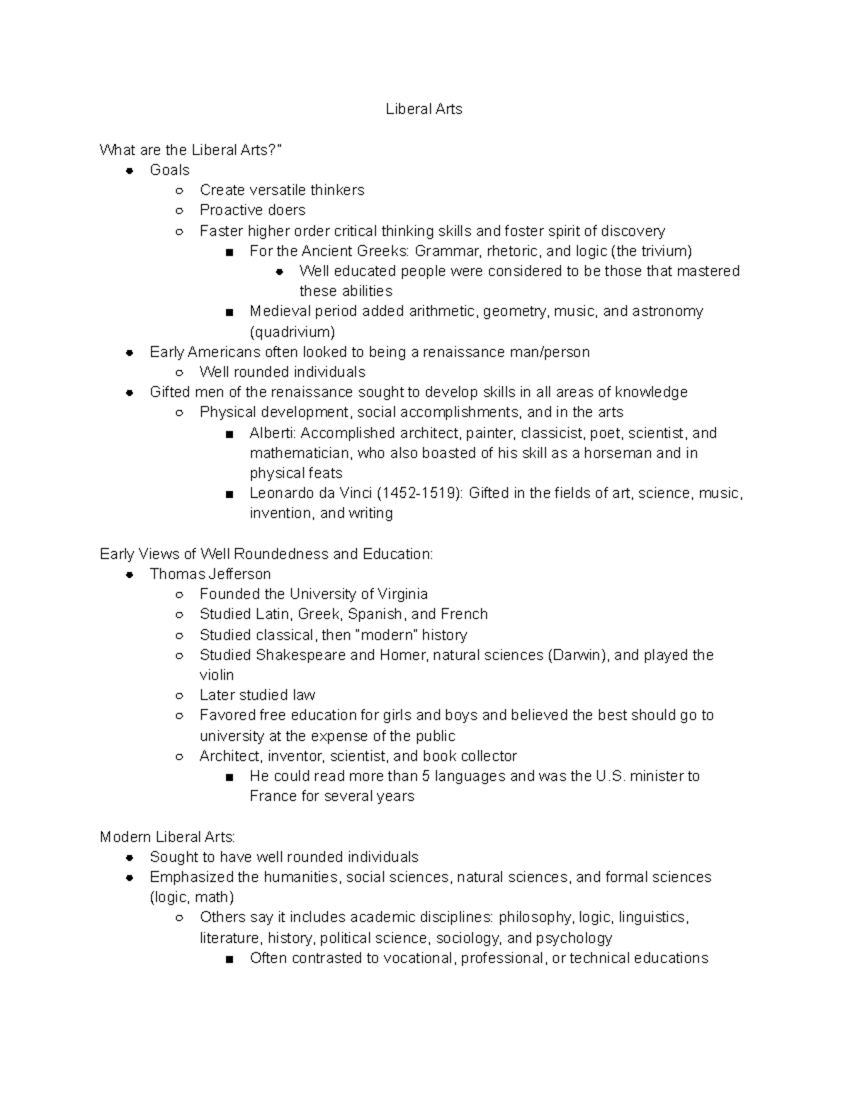 Liberal Arts: An Overview - Liberal Arts What are the Liberal Arts ...