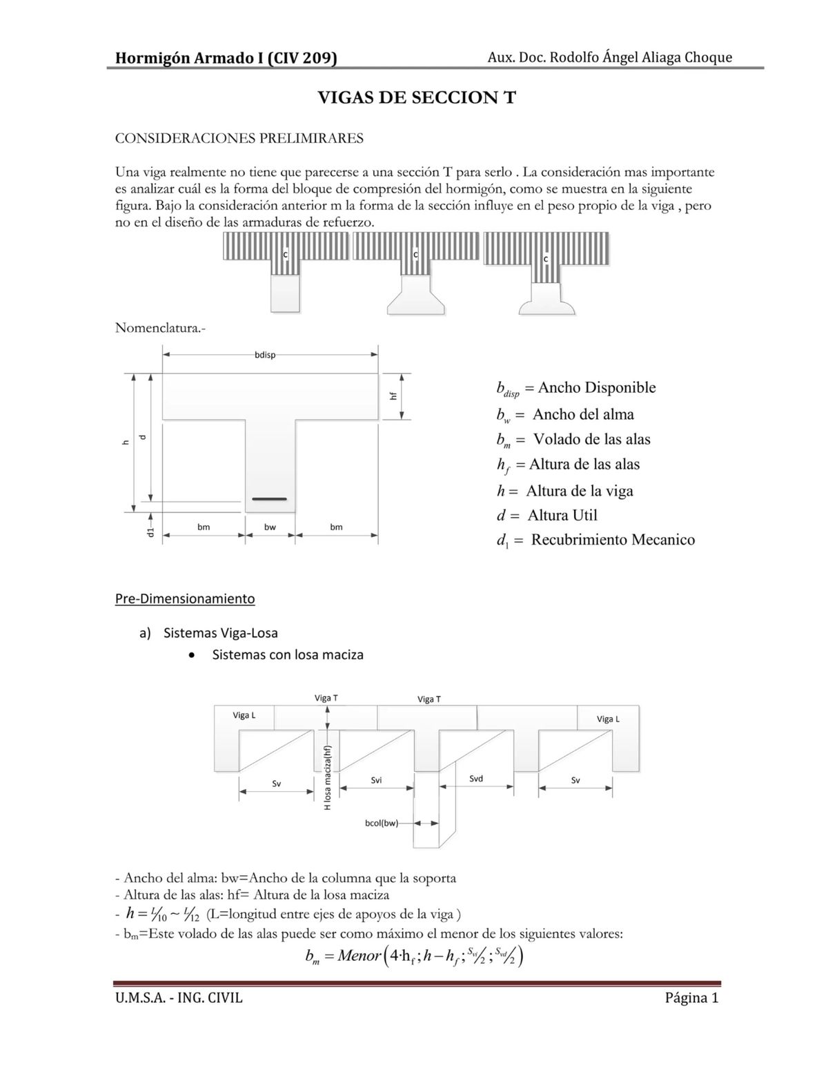 Umsa ehe - apuntes - Hormigón Armado I (CIV 209) Aux. Doc. Rodolfo ...