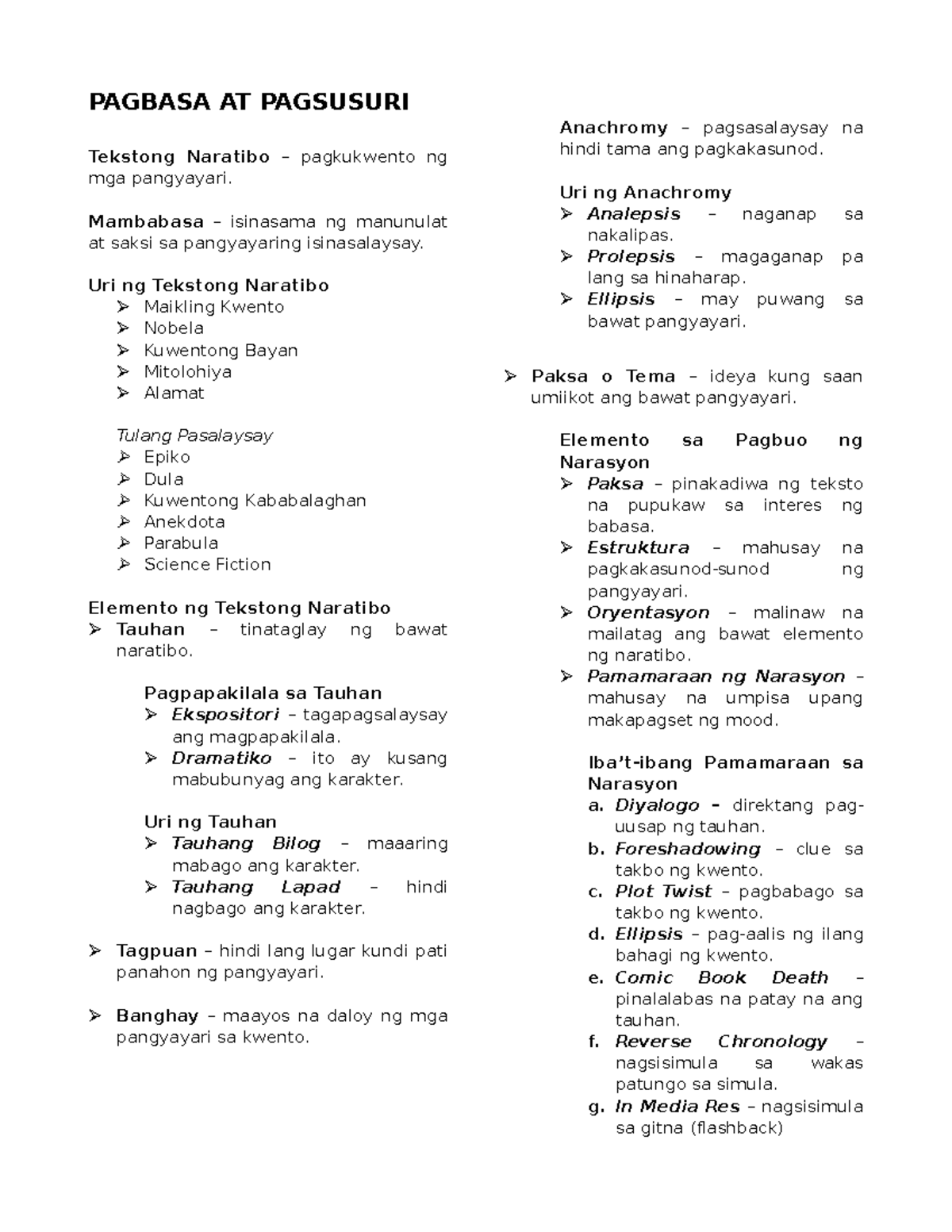PAP - Notes from Senior High School Days - PAGBASA AT PAGSUSURI ...