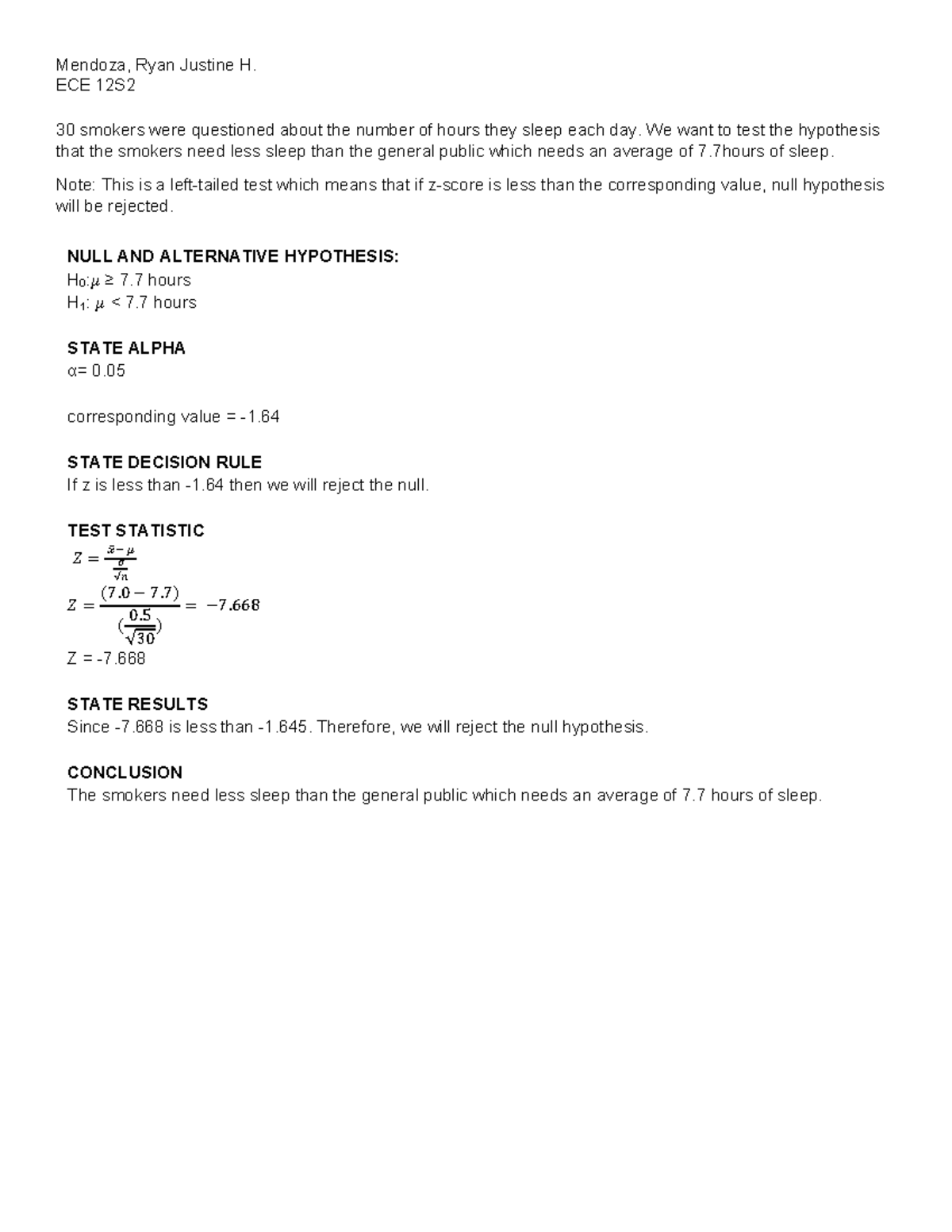 Hypothesis Testing 3 - Engineering Data Analysis - TIP - Studocu