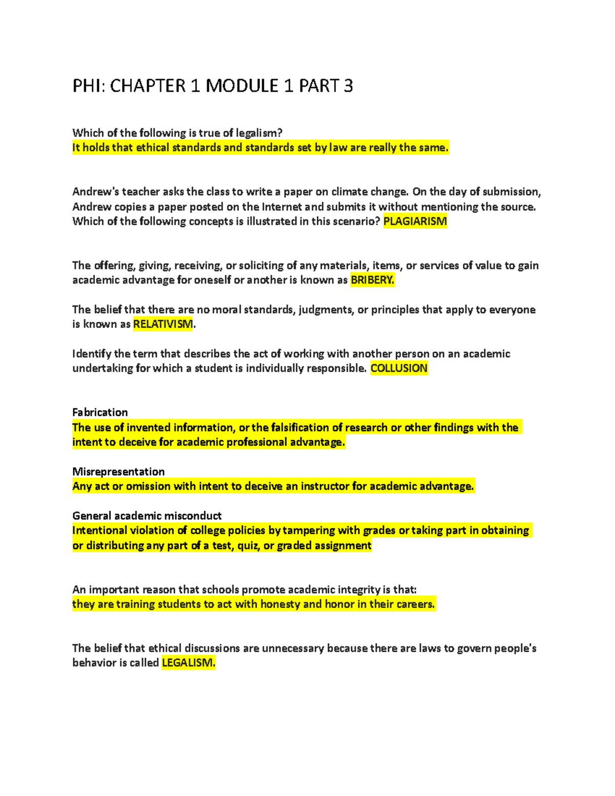 PHI- Chapter 1 Module 1 PART 3 - PHI: CHAPTER 1 MODULE 1 PART 3 Which ...