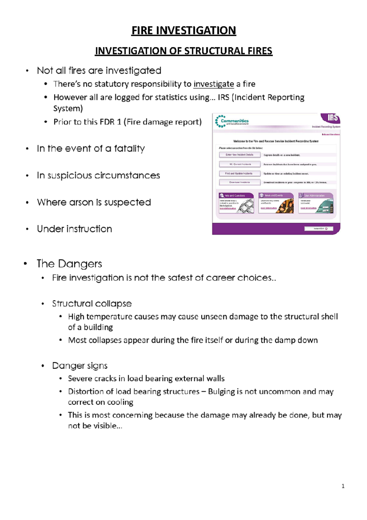 Fire Investigation - Detailed information on how fires are investigated ...