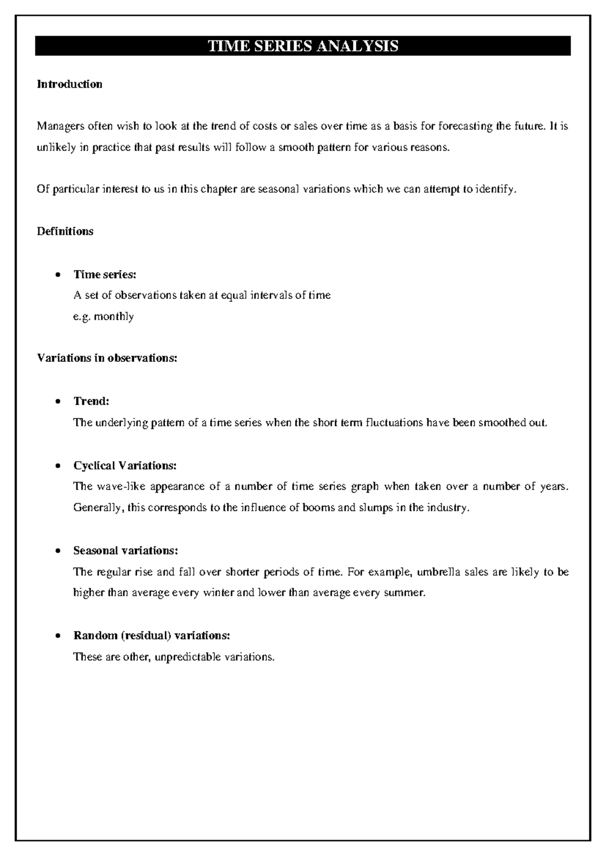 Time Series Analysis - Updated 24.11.2023 - TIME SERIES ANALYSIS ...
