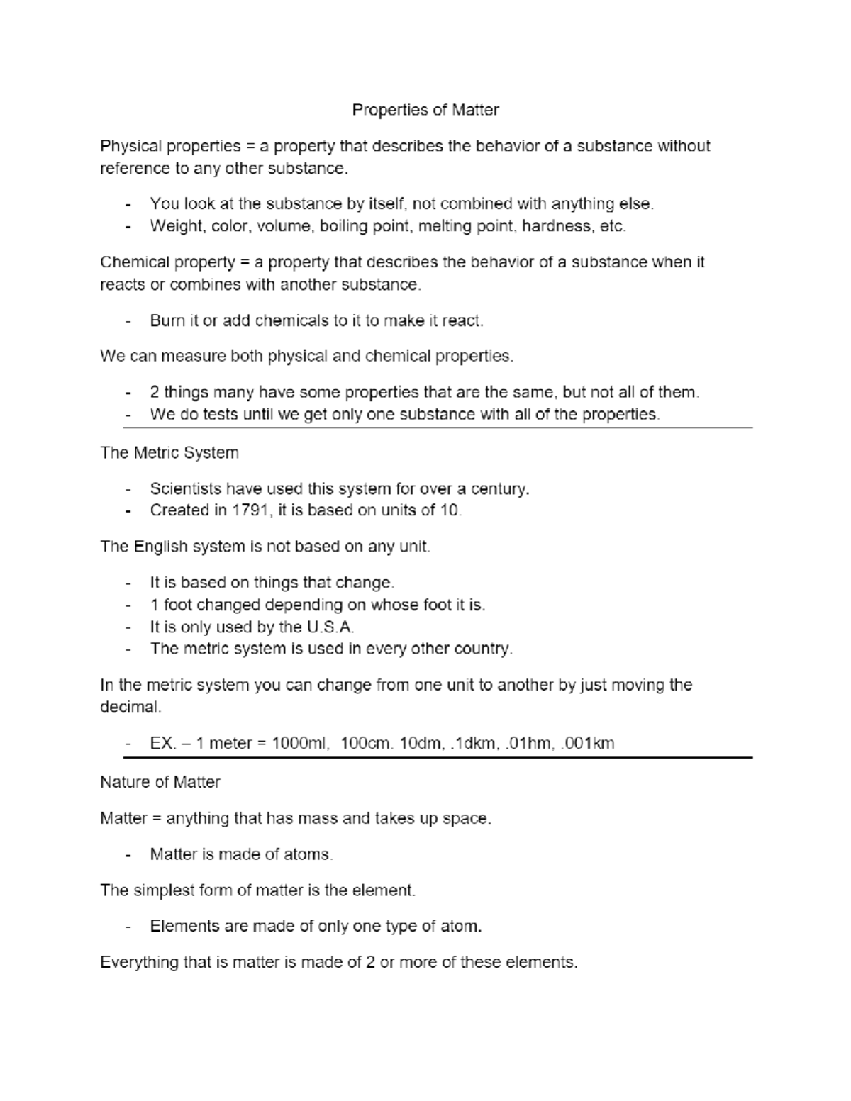Properties of Matter Physical properties = a property that describes ...