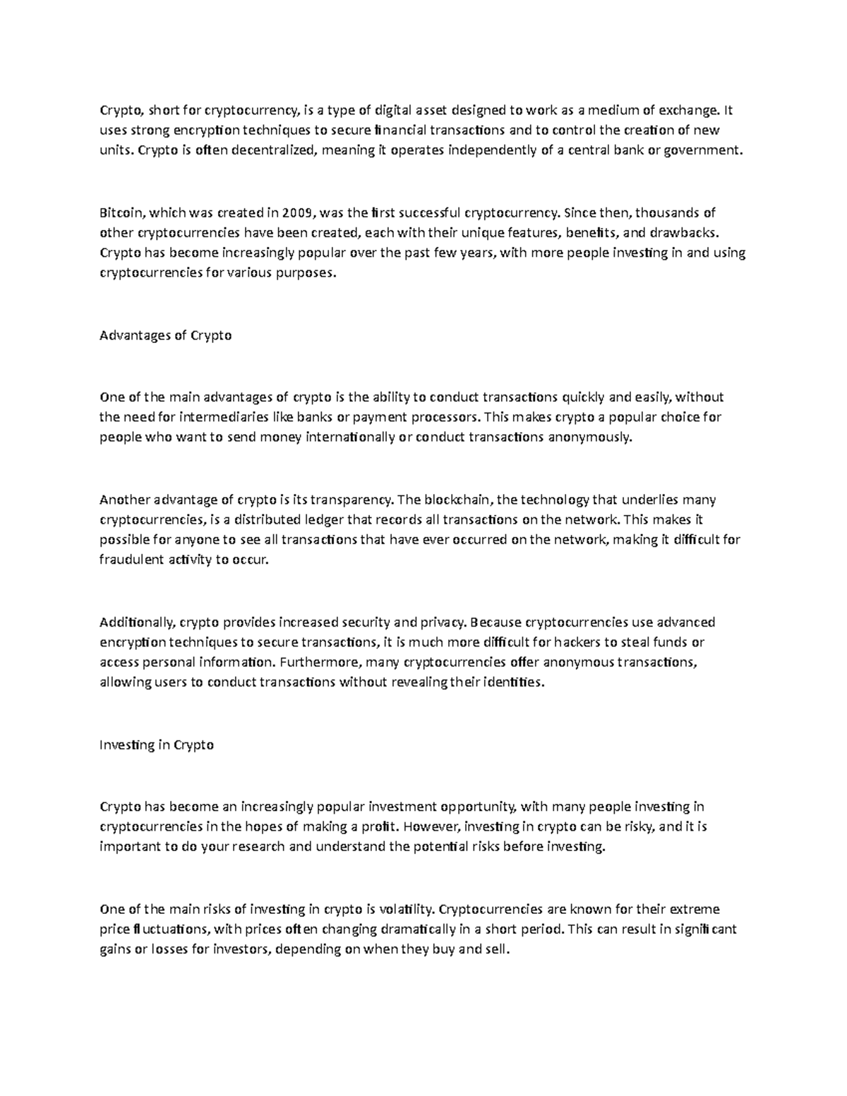 Crypto 1 - Module - Crypto, short for cryptocurrency, is a type of ...