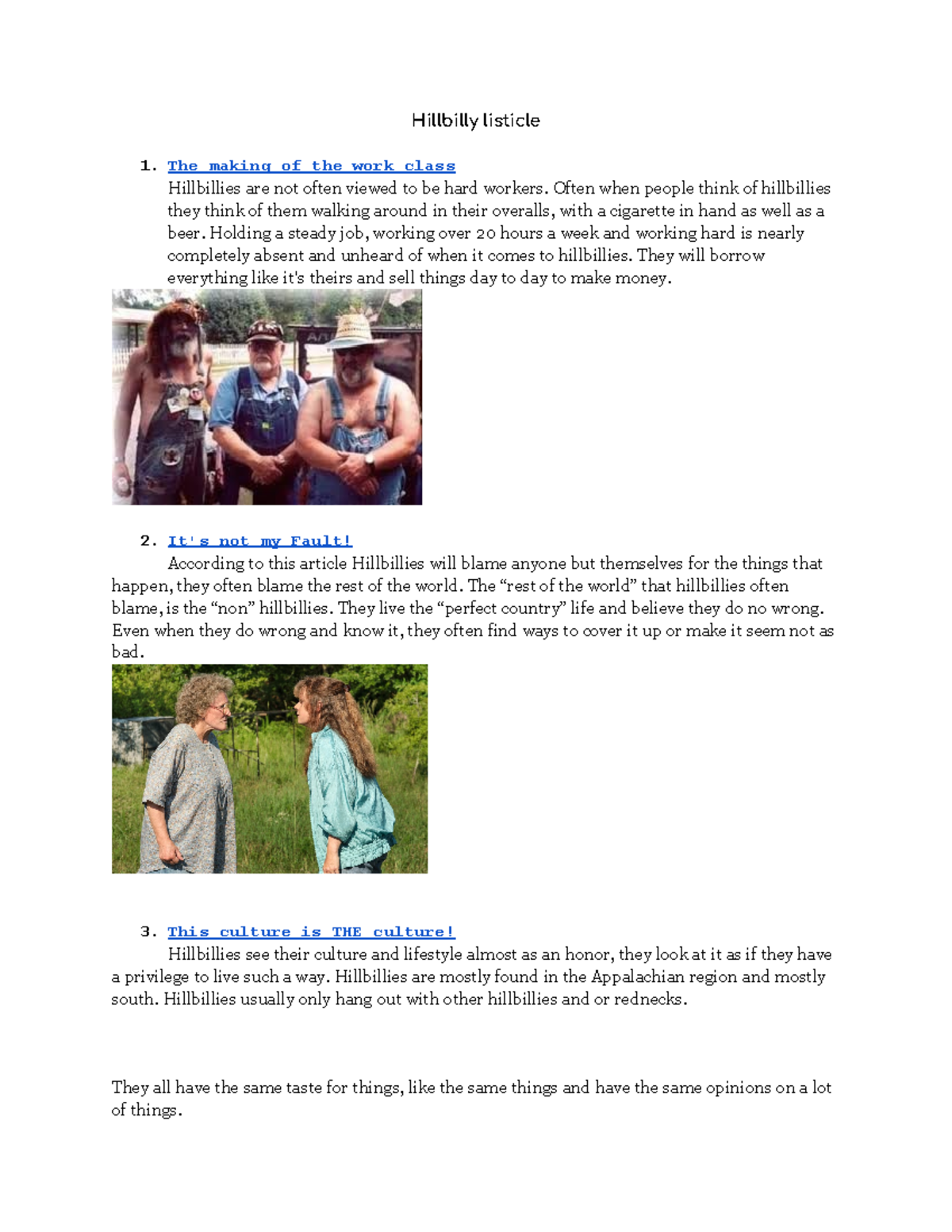 Hillbilly listicle - Hillbilly listicle The making of the work class ...