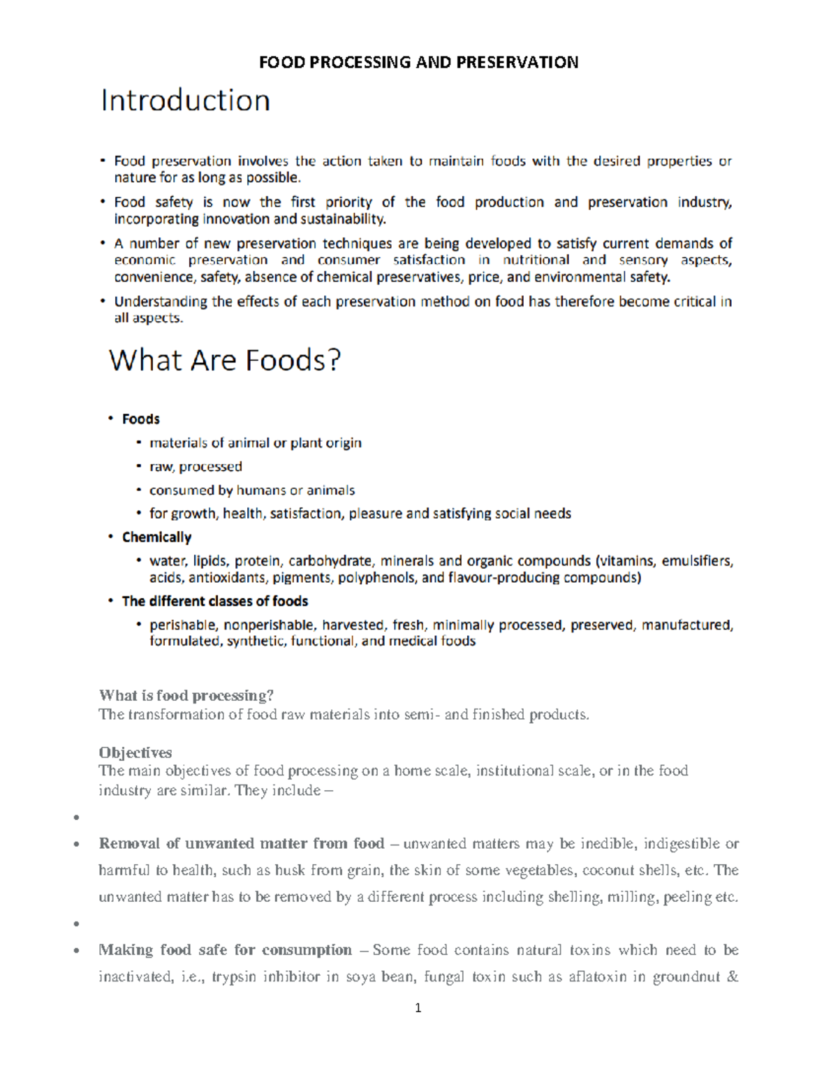 Notes of food Food processing and preservation 22 - FOOD PROCESSING AND ...