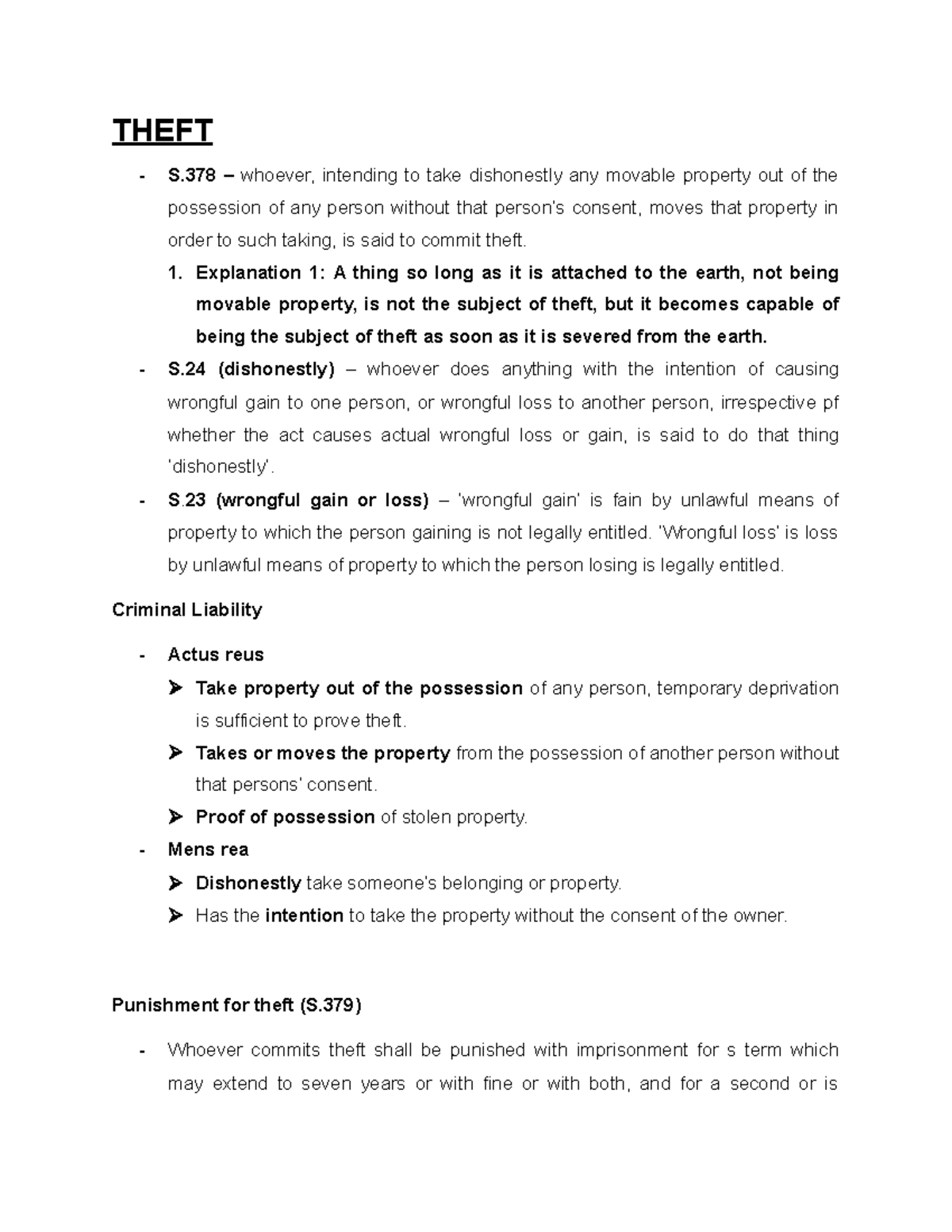 THEFT INTRO TO CC LAW - THEFT - S – whoever, intending to take ...