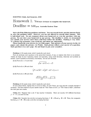 Tutorial 9 Questions - answer - The Australian National University EMET7001: Semester Two, 2021 ...