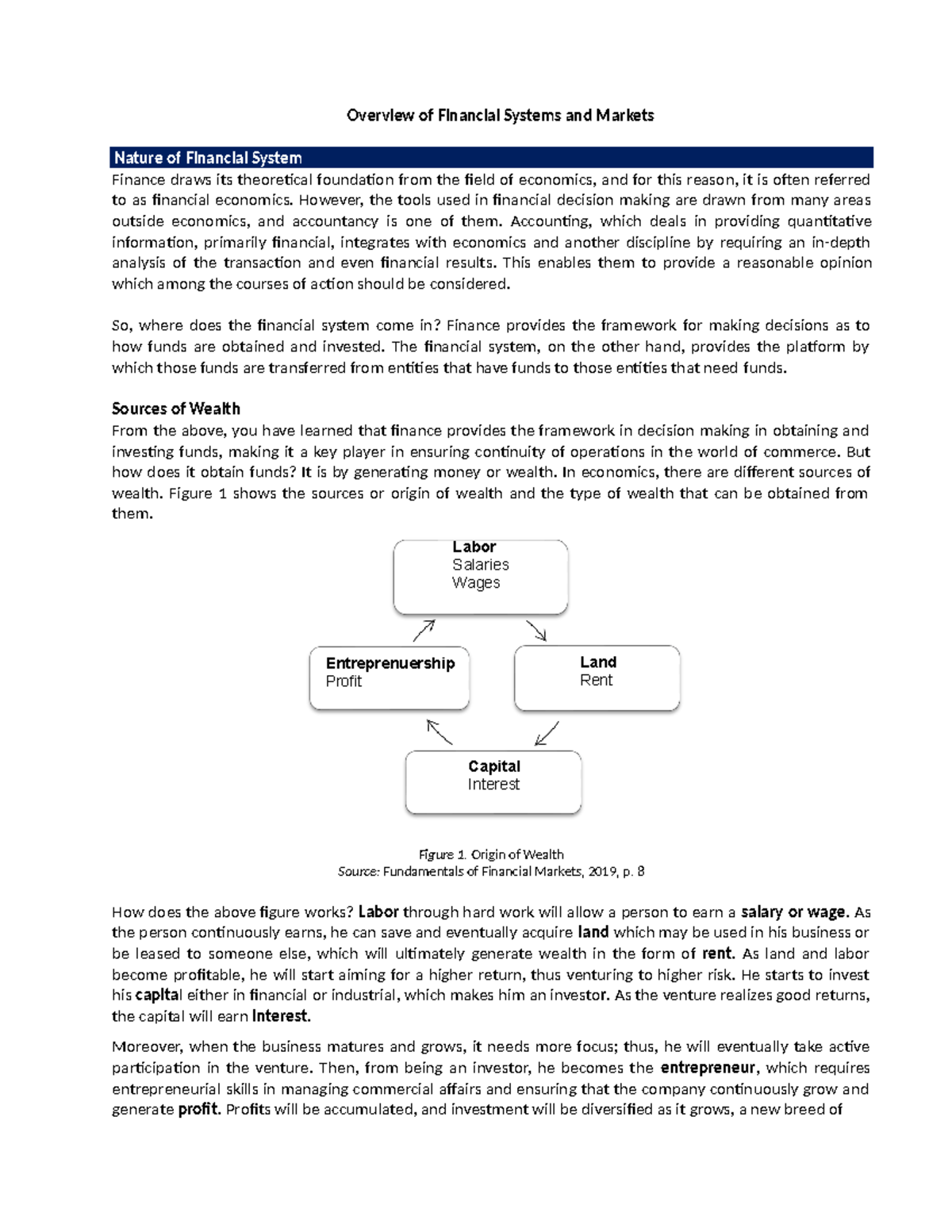 Study Notes-1-FM - Lecture notes 1 - Financial Markets - University of ...