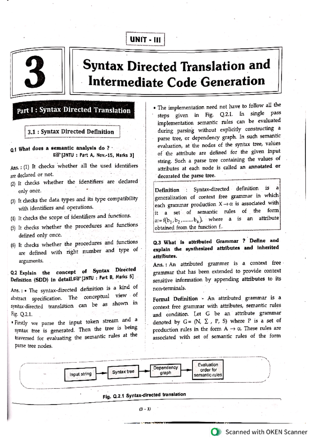 Cd Unit Iii Compiler Design Unit 3 Syntax Directed Translation And Intermediate Code