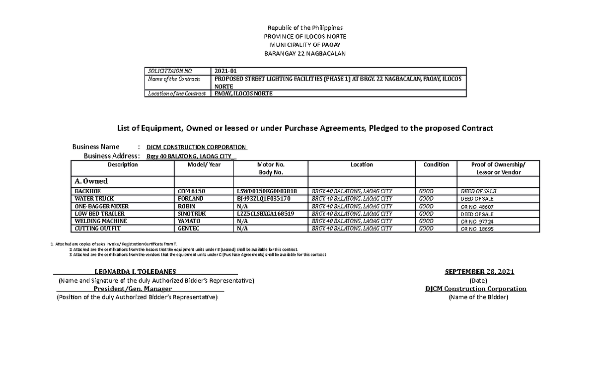 Statement of all Completed Government form NEW Revised - Republic of ...