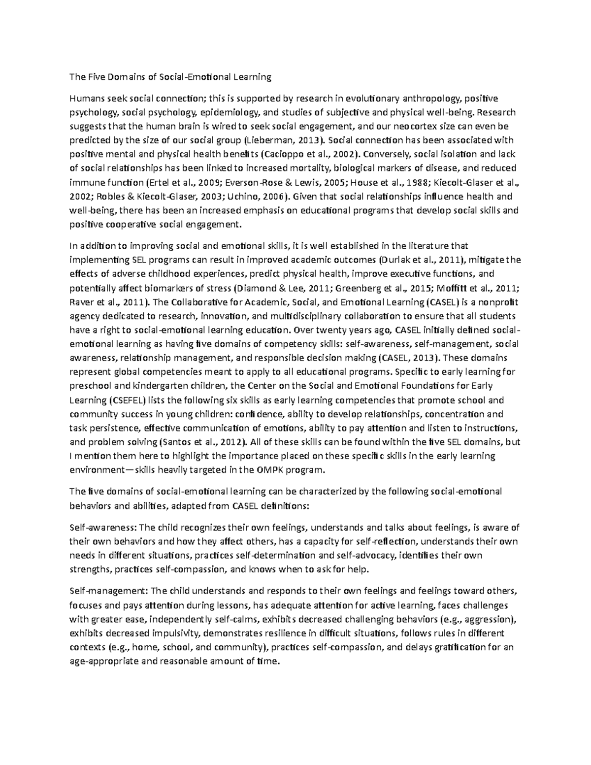 The Five Domains of Social Emotional Learning - The Five Domains of ...