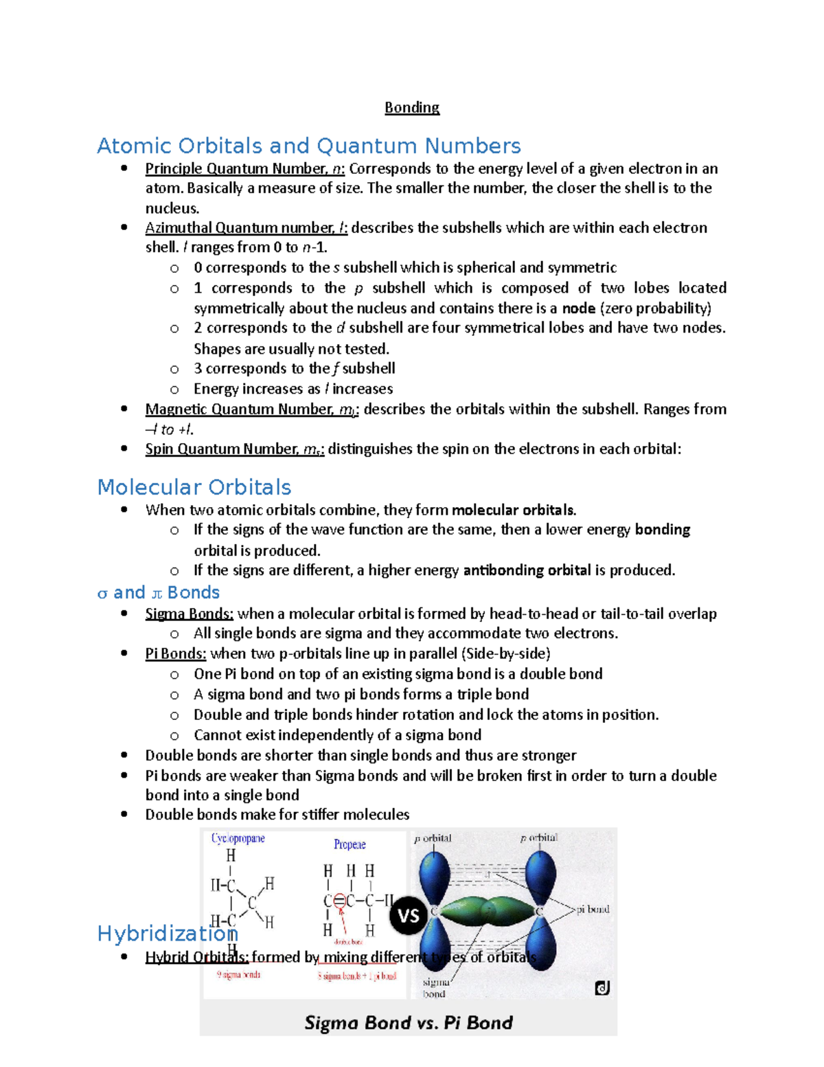 Bonding - These are comprehensive organic chemistry notes. - Bonding ...