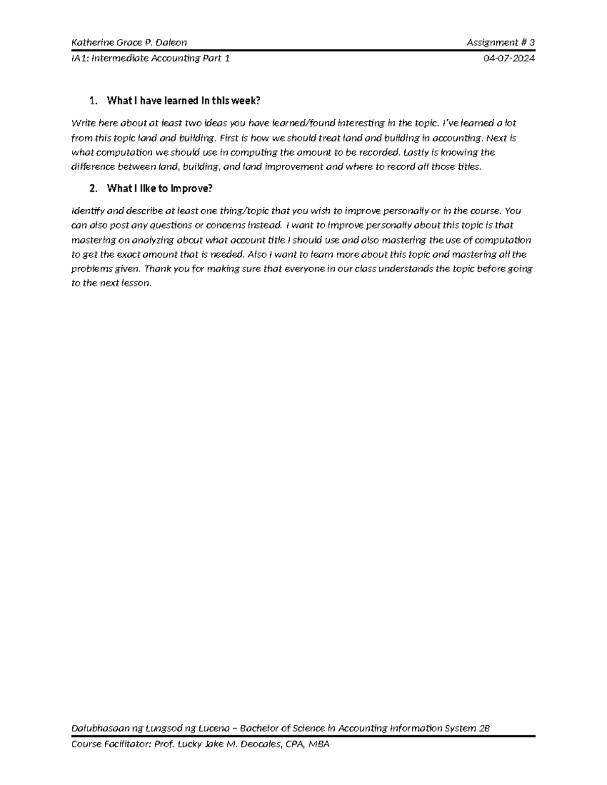 Synthesis Template Bsais 2B - Katherine Grace P. Daleon Assignment # 3 ...