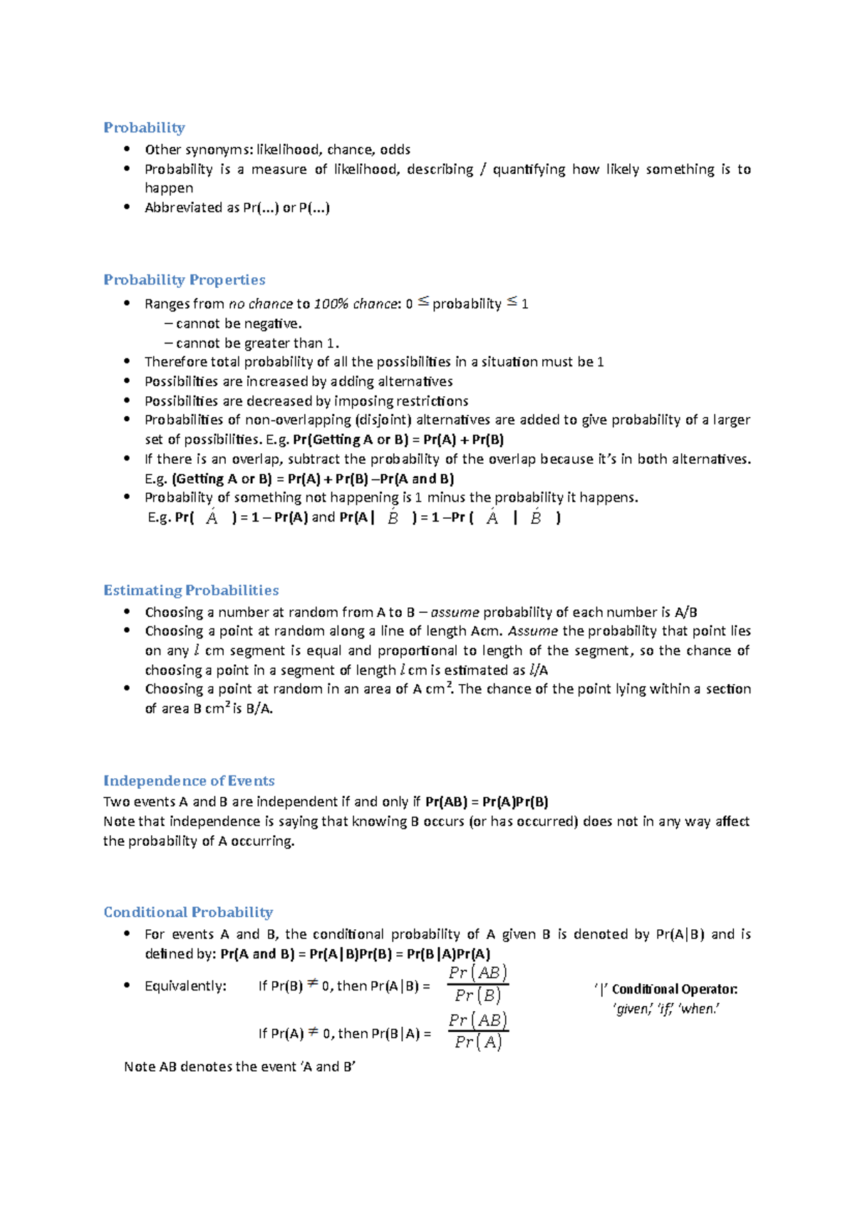 Engineering Mathematics 3 - Lecture notes - MAB233 Notes - Probability ...
