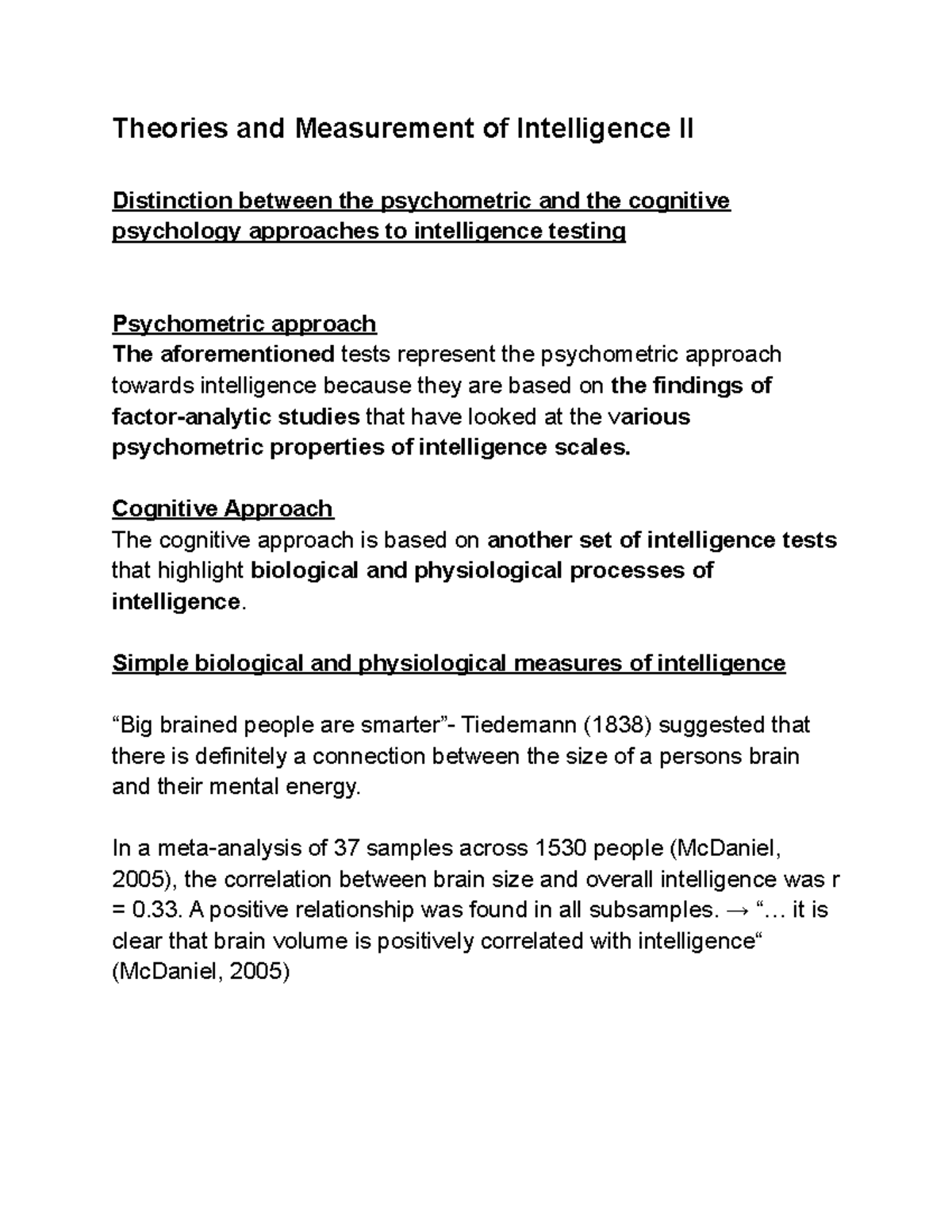 Lecture 4- theories and measurements of intelligence - Theories and ...