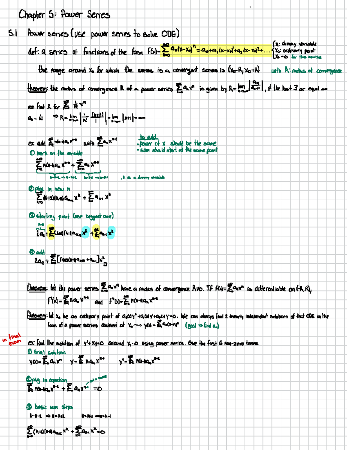 5. Ch5 - fesdsfdsf - & Chapter 5 : Power Series 5. Power series (use ...