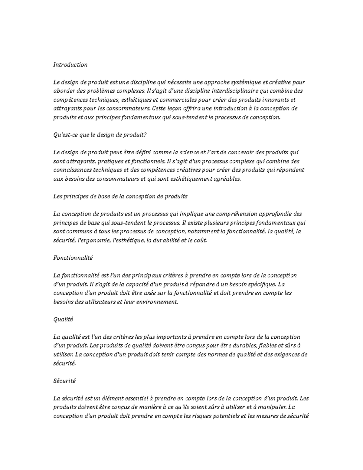 Product Design Study Notes - Introduction Le design de produit est une ...
