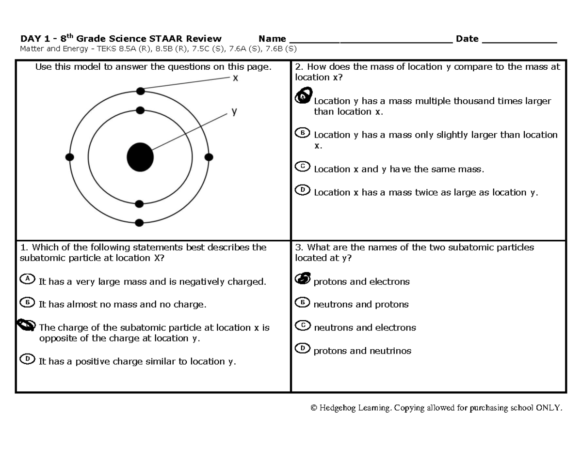 Staar 8th Science RC1 DAY 1 - DAY 1 - 8 th Grade Science STAAR Review ...