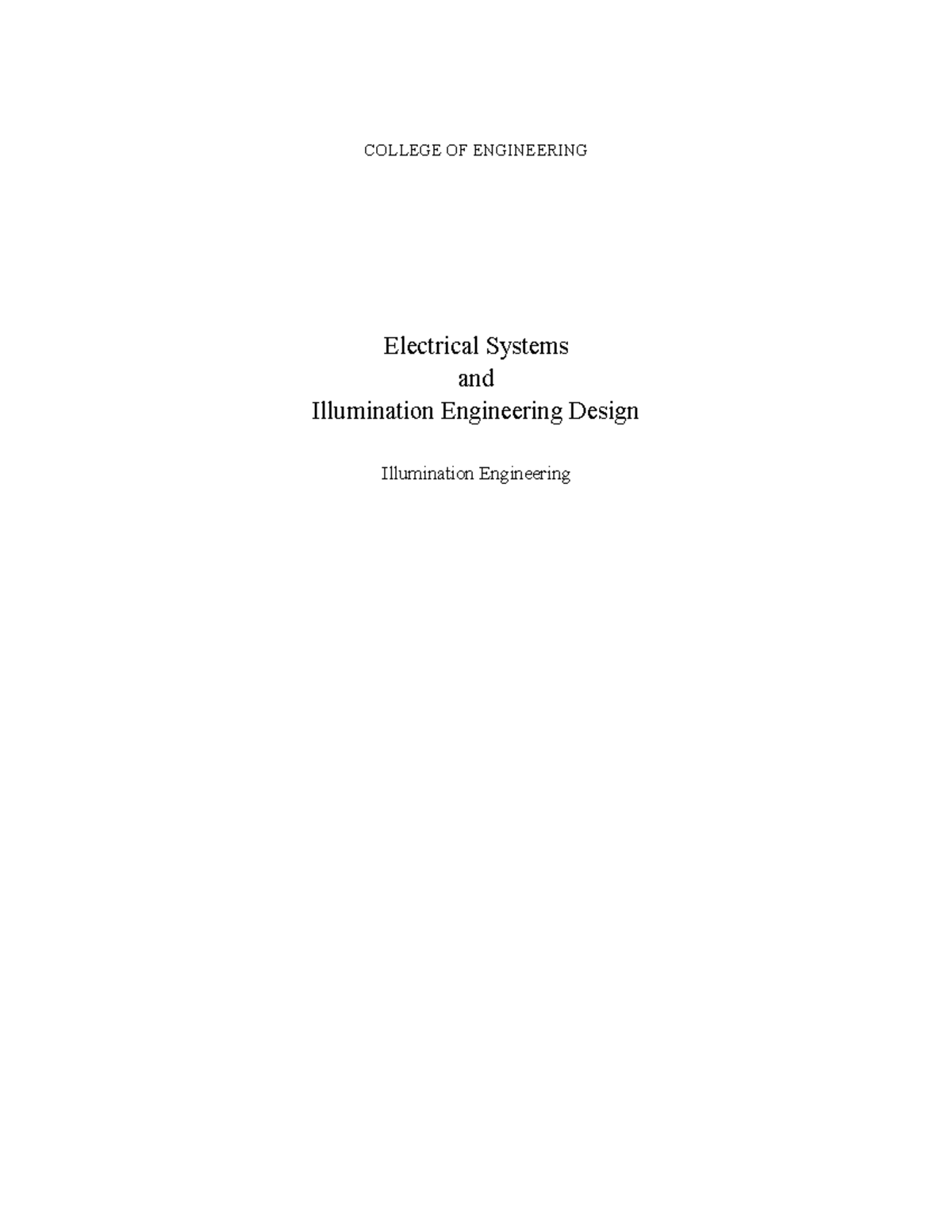 Illumination Engineering - COLLEGE OF ENGINEERING Electrical Systems ...
