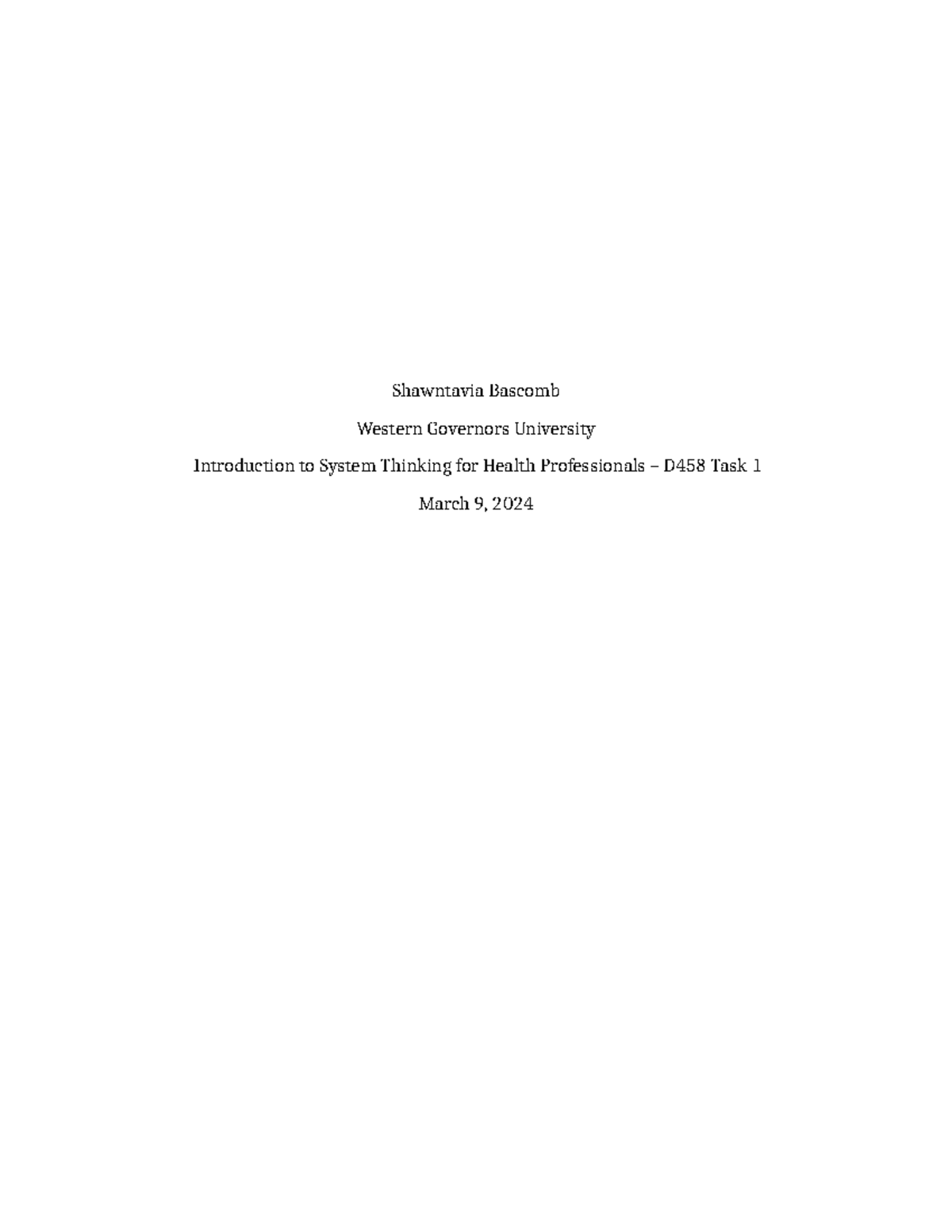 D458 task 1 revision - Shawntavia Bascomb Western Governors University ...