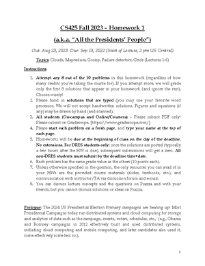 Ece428 sp22 hw2 sol - hw 2 - Homework 2 CS425/ECE428 Spring 2022 Due: Wednesday, Feb 23 at 11:59 ...