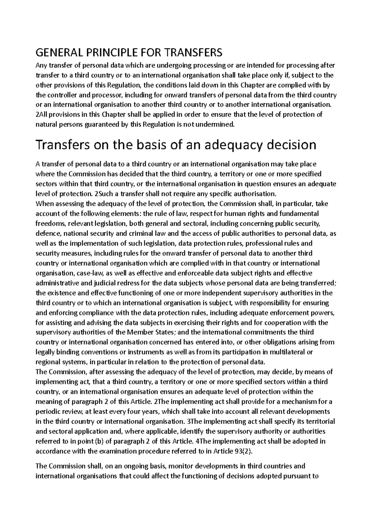 General Principle FOR Transfers - GENERAL PRINCIPLE FOR TRANSFERS Any ...